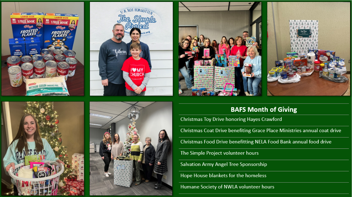Giving Back to Our Community: Month of Giving Event - BAFS